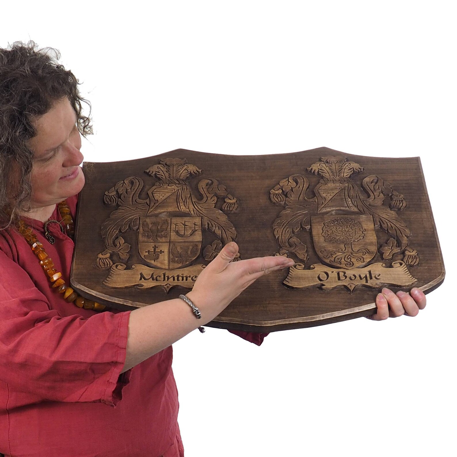 Personalized Double Family Arms Crest, Hand Carved, Coat of Arms ...