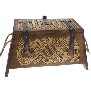 Dragons Personalized Viking Chest, Hand Carved, Norse Pattern Box ...