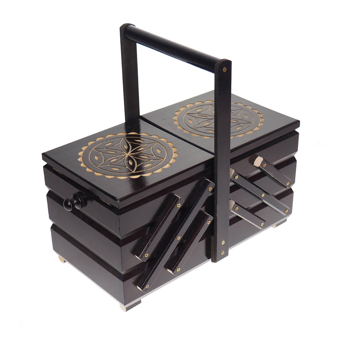 Wooden Sewing Box, Thread Box, Organizer for Small Items, Foldable ...