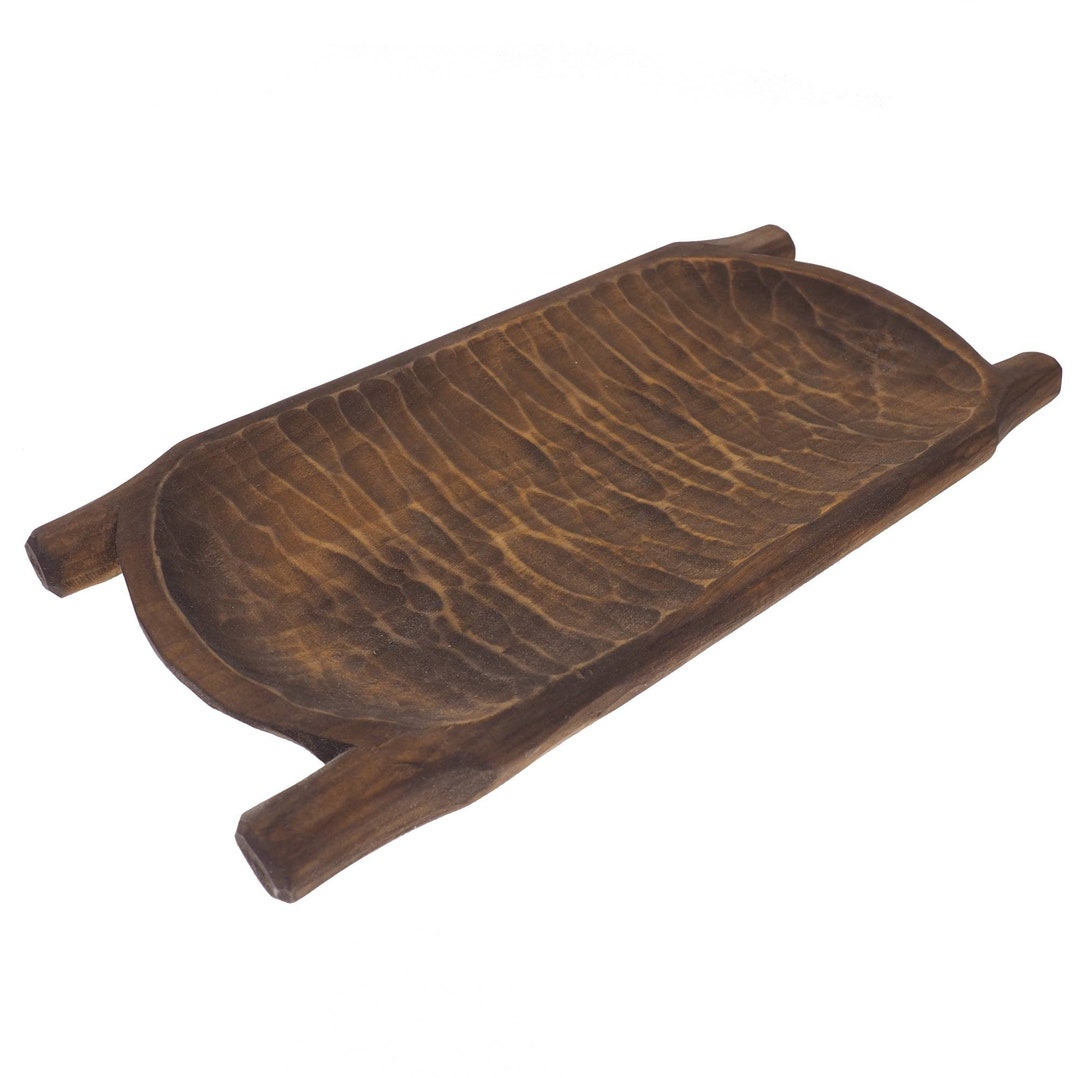 Small Flat Wooden Plate, With Handlers, Trough Oak Tray, Viking Dishes ...
