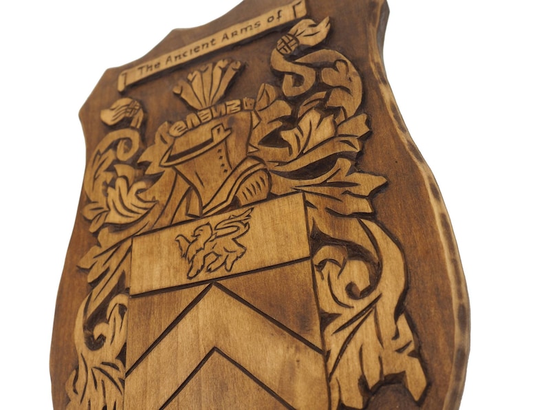 Personalized Family Arms Crest Hand Carved Coat of Arms | Etsy