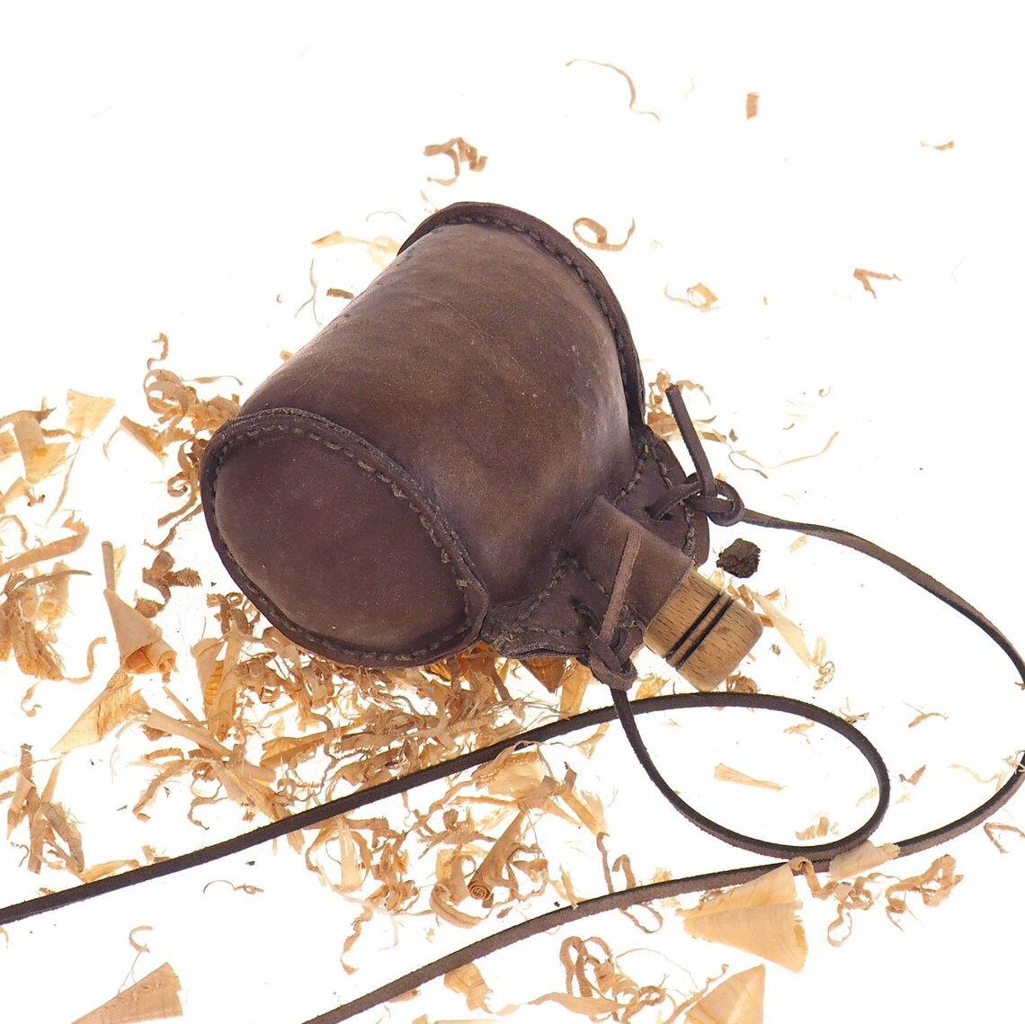 Bright Leather Small Barrel Waterskin, Hand-crafted, Medieval Wine Skin ...