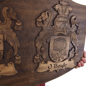 Personalized Double Family Arms Crest, Hand Carved, Coat of Arms ...
