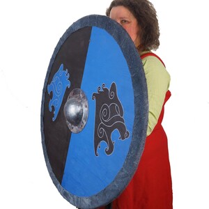 Viking Shield Blue and Black Bear Heads With Strap, Norsman, Wal, Larp ...