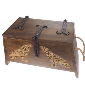 Raven Personalized Viking Chest, Hand Carved, Norse Box, Forged ...
