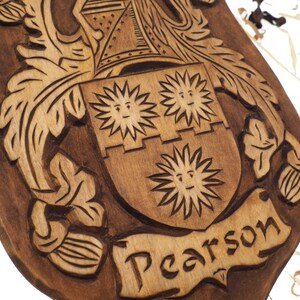 Pearson Personalized Family Crest, Hand Carved, Coat of Arms, Custom ...