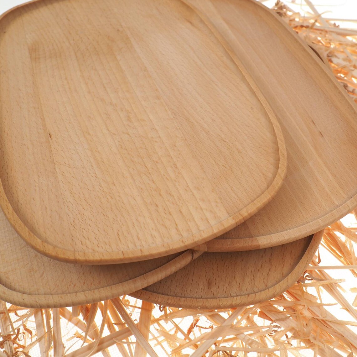 Big Flat Wooden Plate Oak Tray Rounded Viking Dishes | Etsy