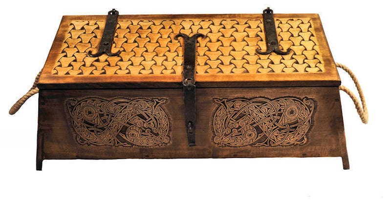 Personalized Viking Chest hand carved Norse pattern box | Etsy