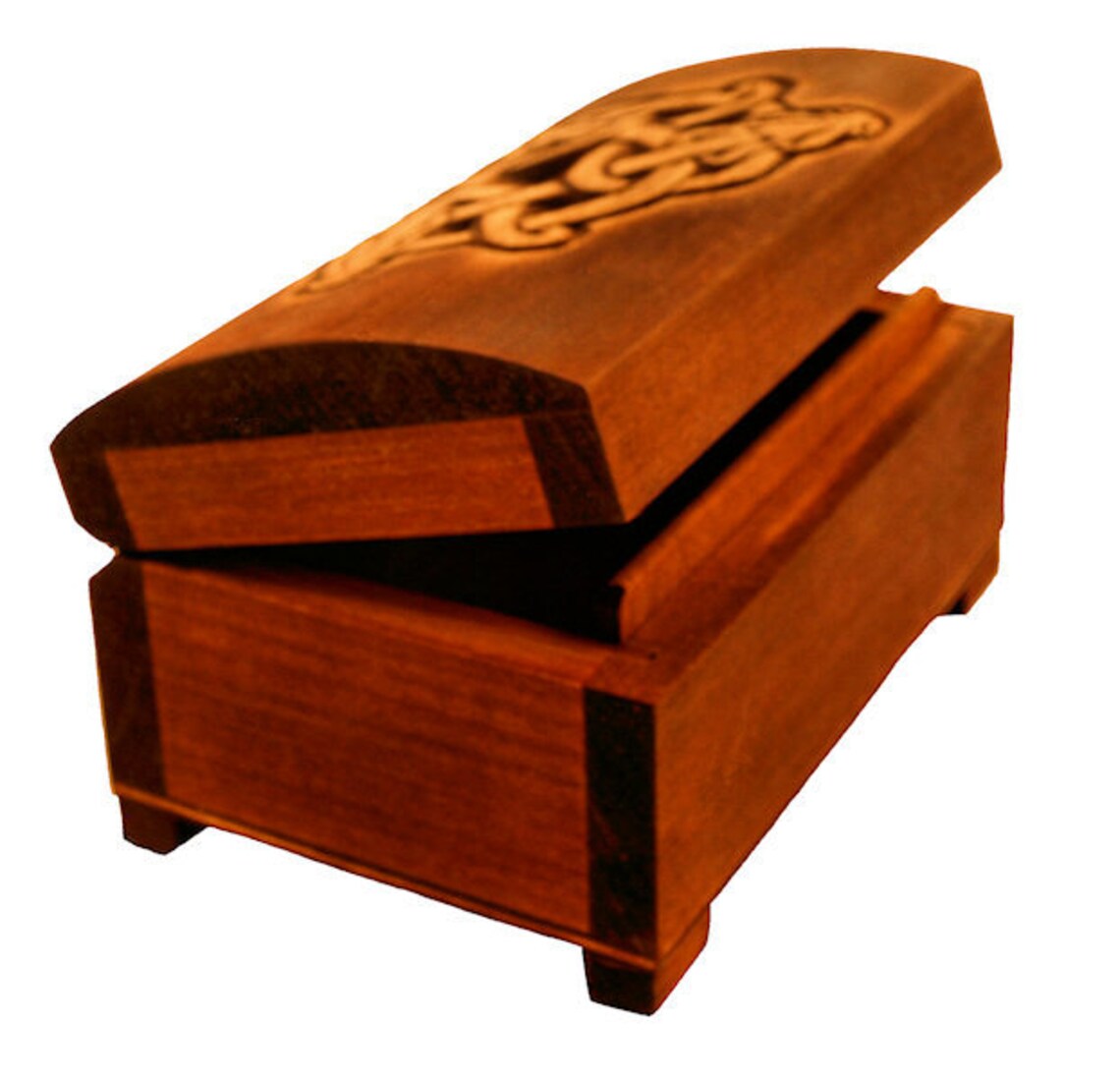 Wooden Historical Jewelry Box With Hand Carved Celtic Dragons Pattern ...