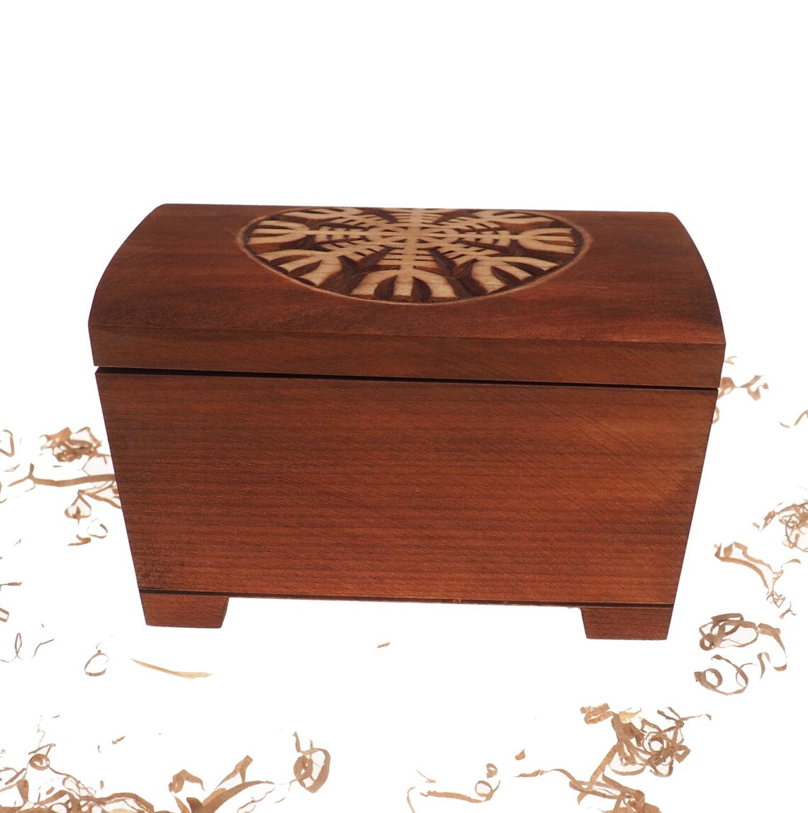 Big Wooden Historical Jewelry Box With Aegishjalmur Pattern Memorial ...