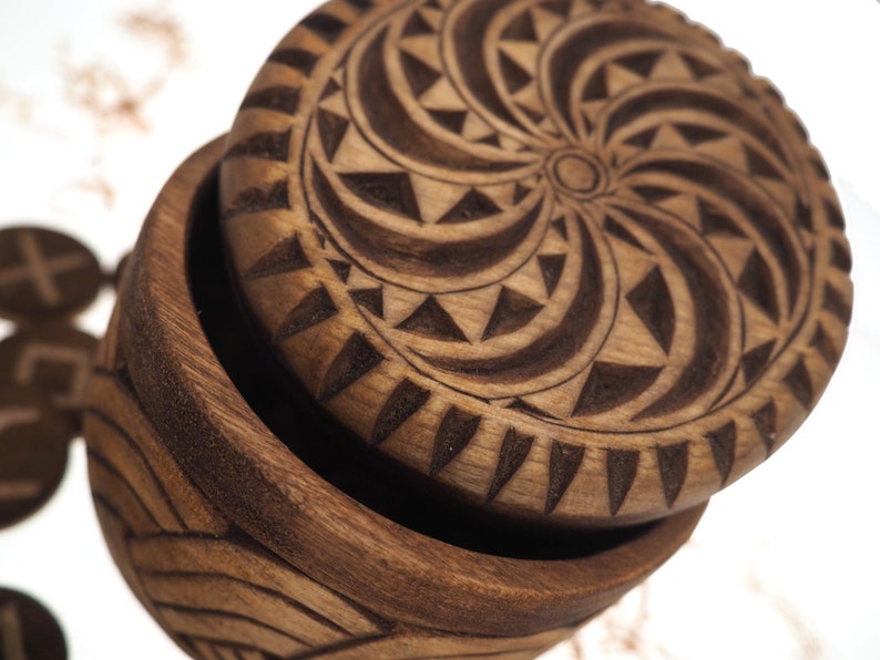 Viking Rune Set in Hand Carved Box With Solar Protection Norse - Etsy