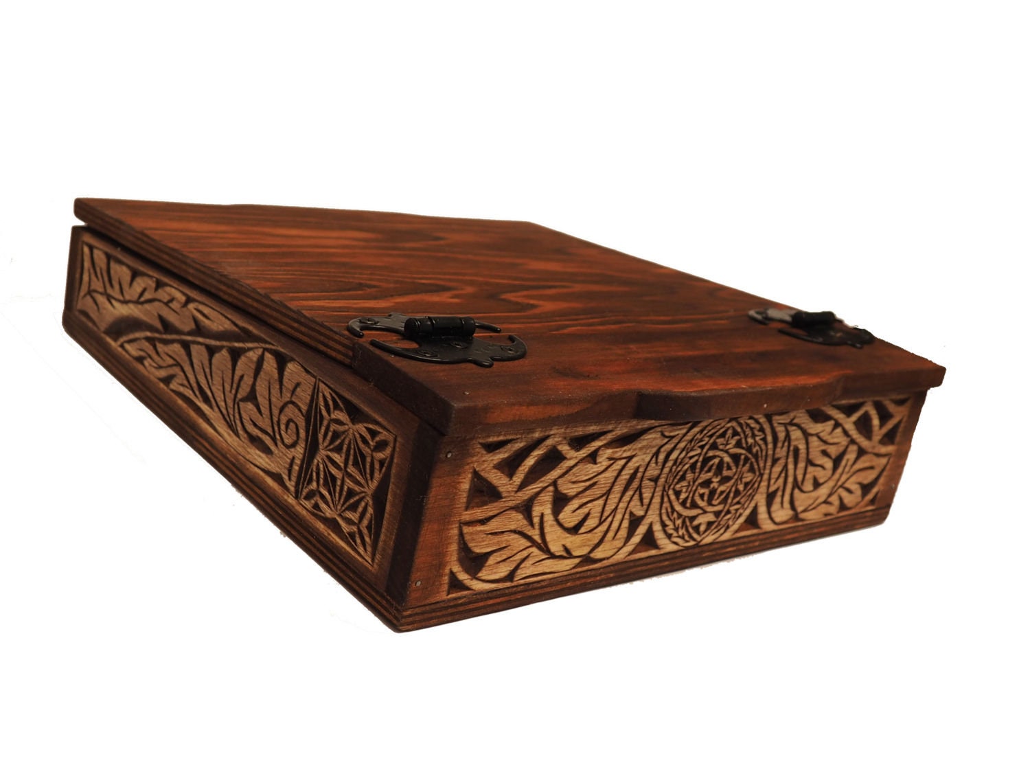 Hand carved medieval bureau box