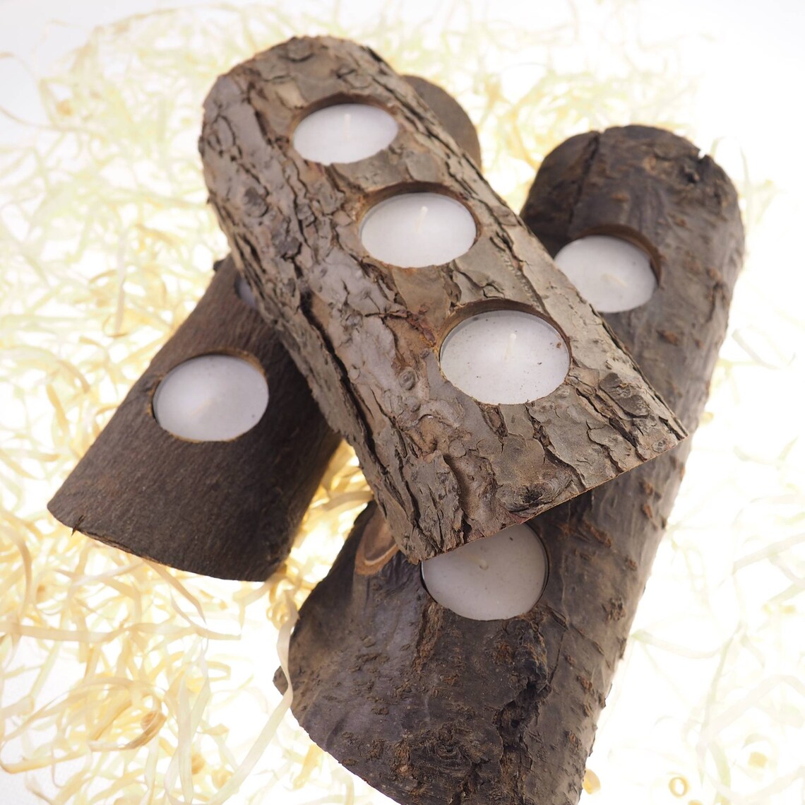 Rustic Log Candle Holder, Tea Light, Woodland Wedding Centerpiece ...