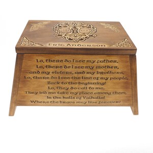 Viking Personalized Wood Memorial Box With Yggdrasil, Wooden Carved ...