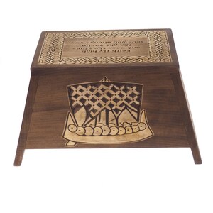 Viking Ship Personalized Wood Urn, Wooden Memorial Box Carved ...