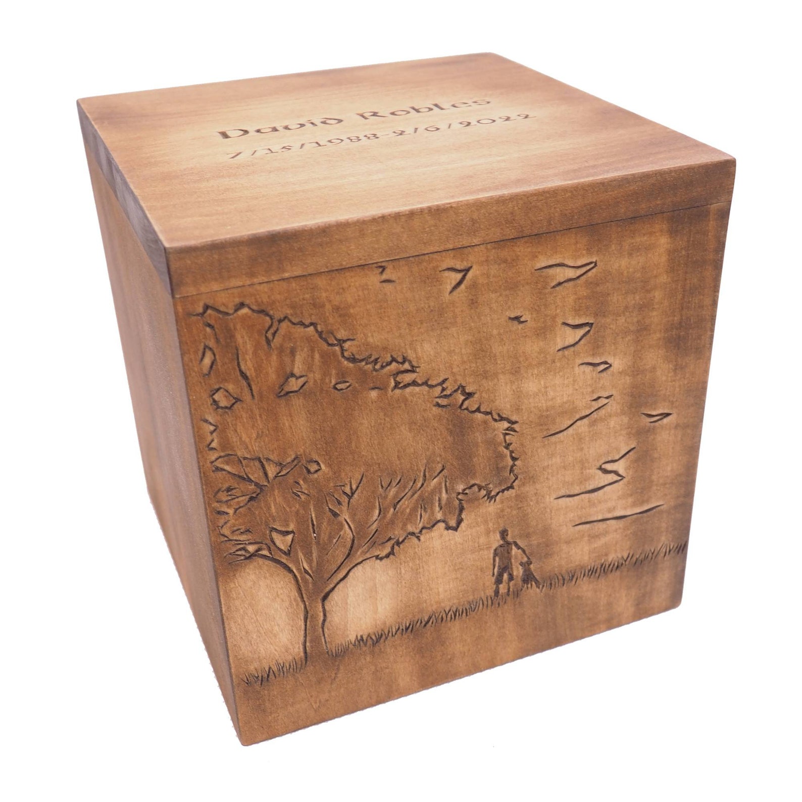 Tree and Sunshine Square Personalized Wood Urn for Human - Etsy