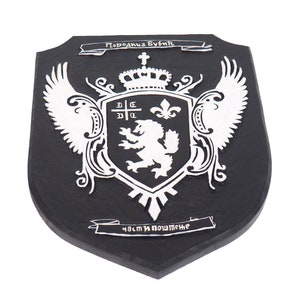 Carved and Painted Personalized Family Crest, Hand Carved, Coat of Arms ...