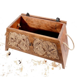 Personalized Viking Chest, Hand Carved, Norse Pattern Box, Chest With ...