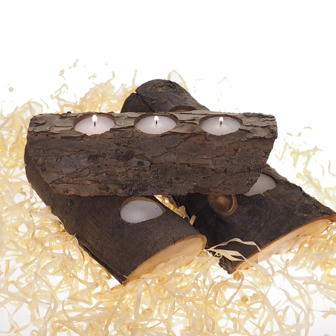 Rustic Log Candle Holder, Tea Light, Woodland Wedding Centerpiece ...