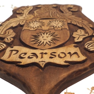Pearson Personalized Family Crest, Hand Carved, Coat of Arms, Custom ...