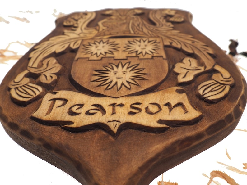 Pearson Personalized Family Crest Hand Carved Coat of Arms - Etsy