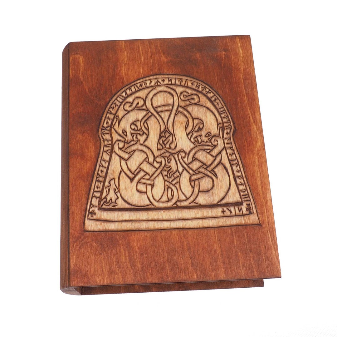 Historical Wooden Box in the Shape of a Book With Runestone - Etsy