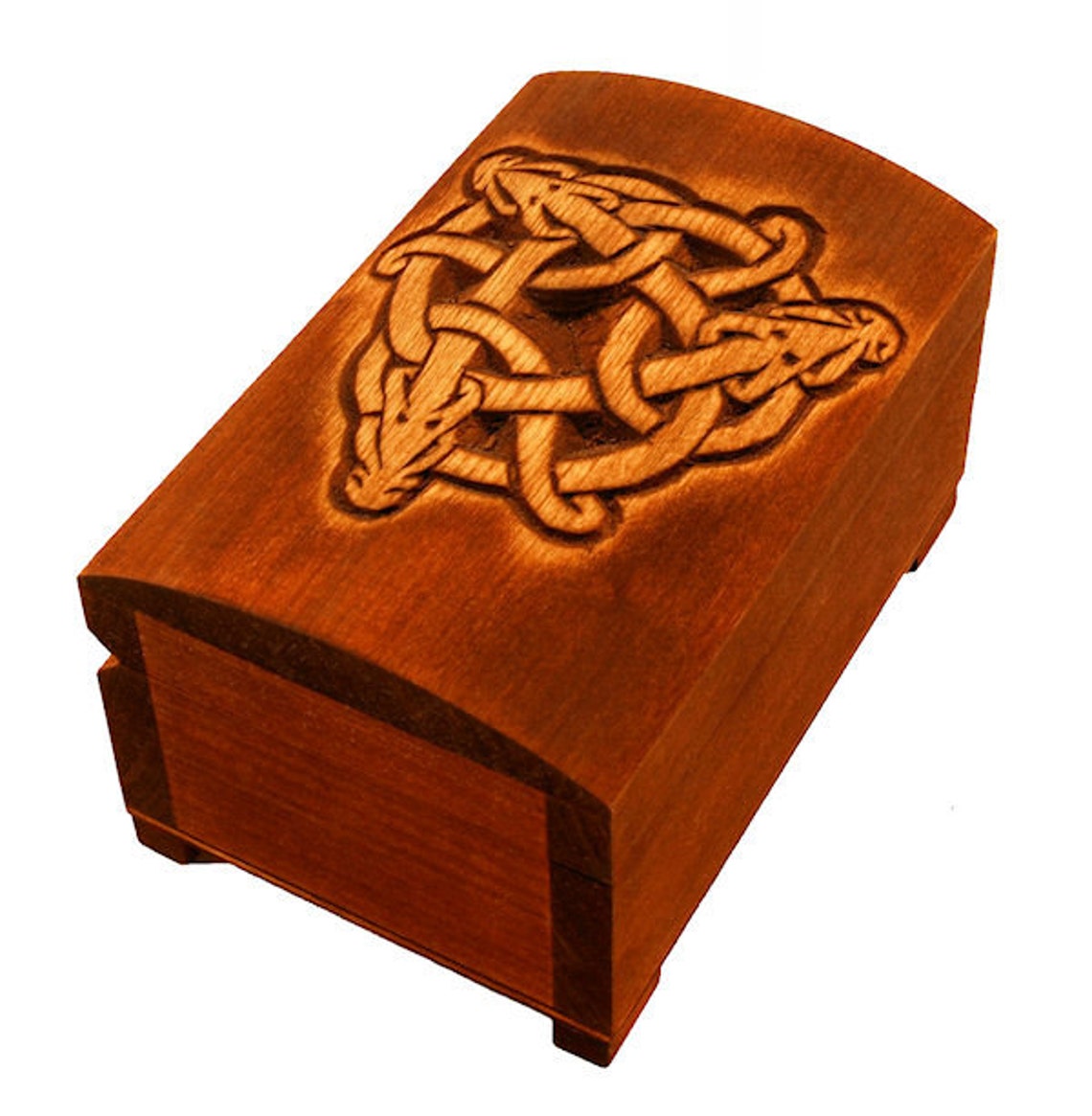 Wooden Historical Jewelry Box With Hand Carved Celtic Dragons Pattern ...