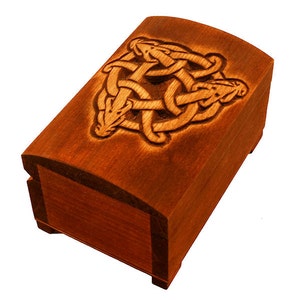 Wooden Historical Jewelry Box With Hand Carved Celtic Dragons Pattern ...