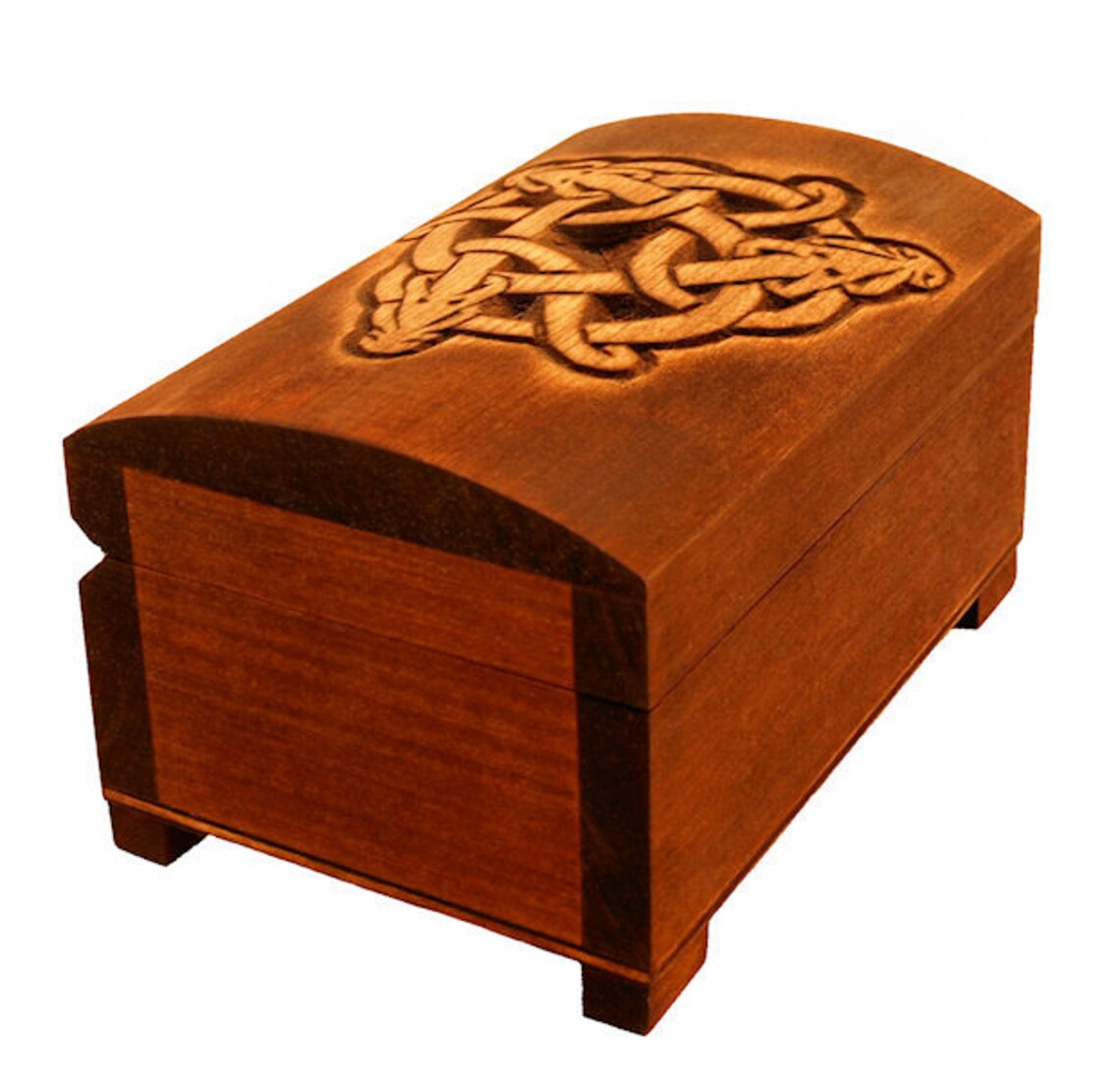 Wooden Historical Jewelry Box With Hand Carved Celtic Dragons Pattern ...