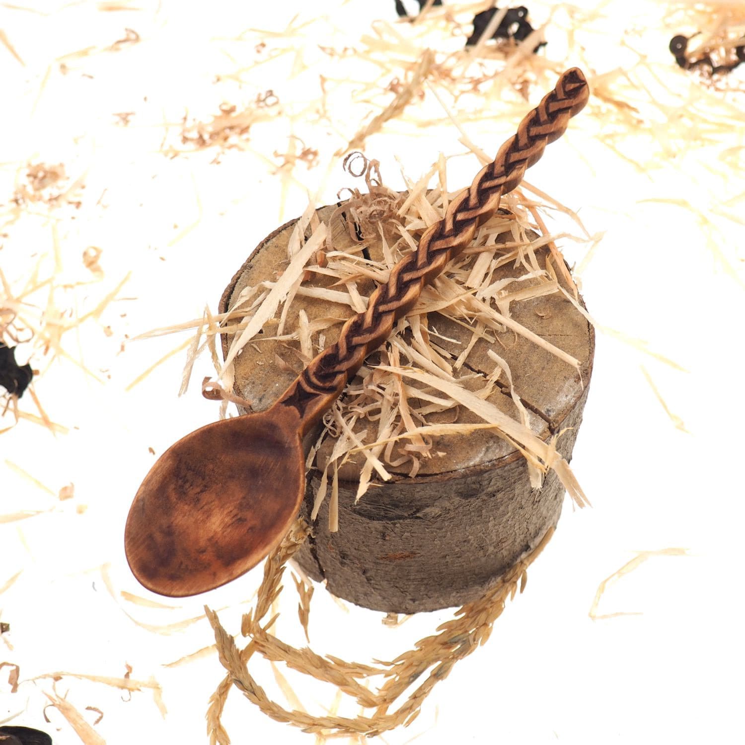 Wooden Hand Carved Spoon, viking pattern, Medieval Spoon,Wood Cutlery ...