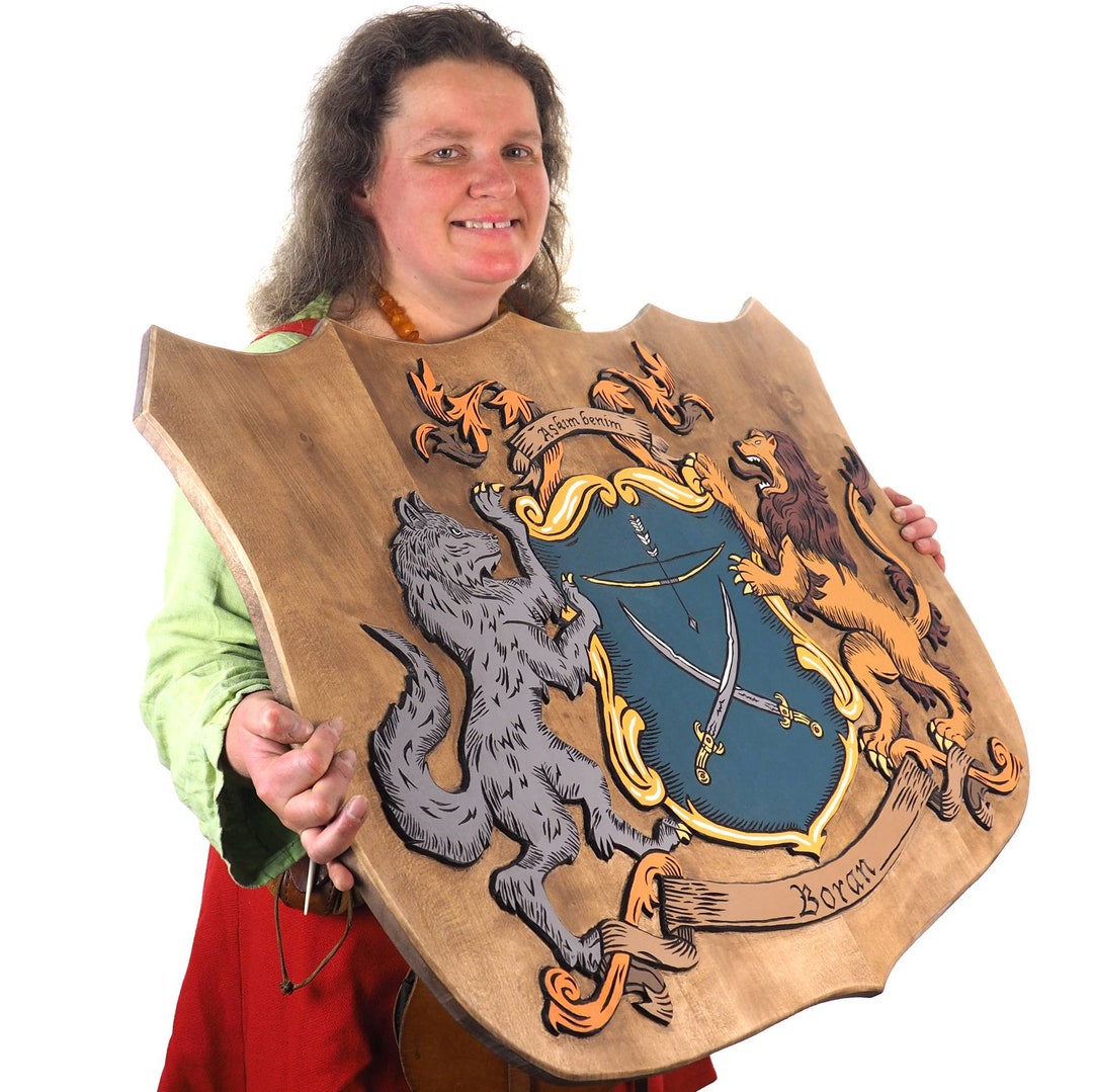 Gigantic Personalized Family Crest, Hand Carved, Coat of Arms, Custom ...