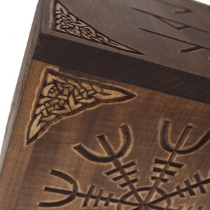 Square Personalized Wood Urn, Aegishjalmur, for Human Ashes, Wooden ...