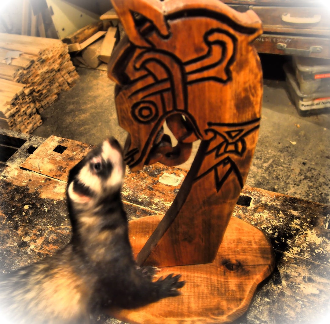 Wooden Hand Carved Viking Dragon Head Sculpture, Oseberg Carving ...