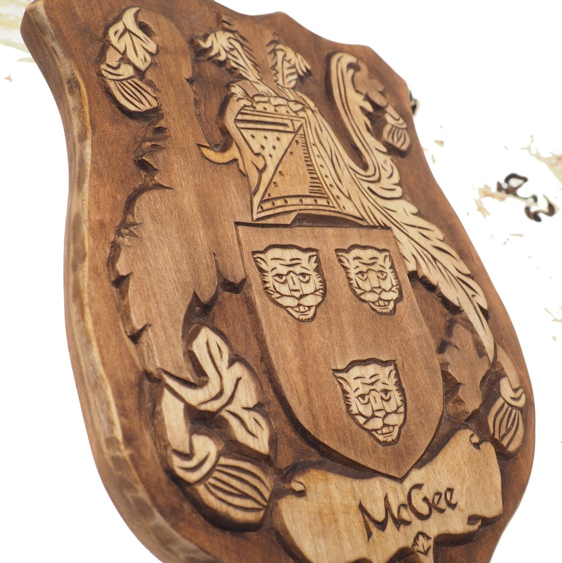 Mcgee Personalized Family Crest Hand Carved Coat of Arms | Etsy
