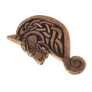 Viking Wolf Wall Sign, Viking Decor, Hand Carved Wall Sign, Viking Art ...