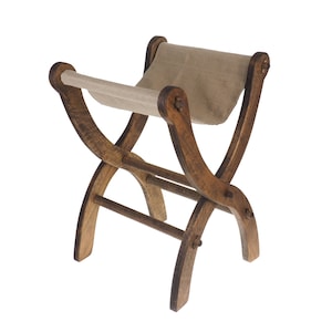 Medium Wooden Folding Stool, Oak Finish, Medieval Stool, Viking, Larp ...