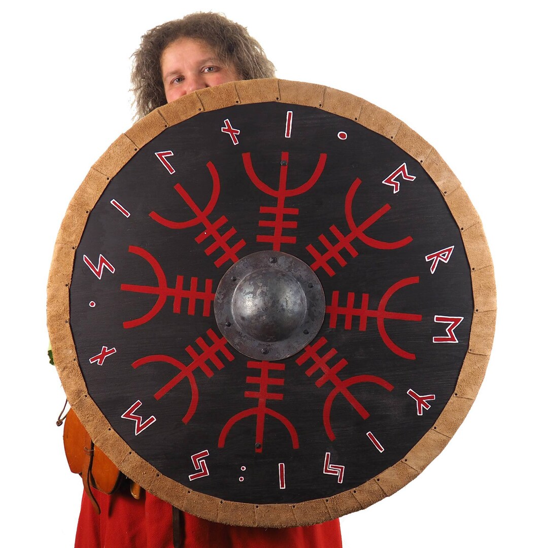 Aegishjalmur (RED) With Runes (white) Viking Shield Pattern, Norsman ...
