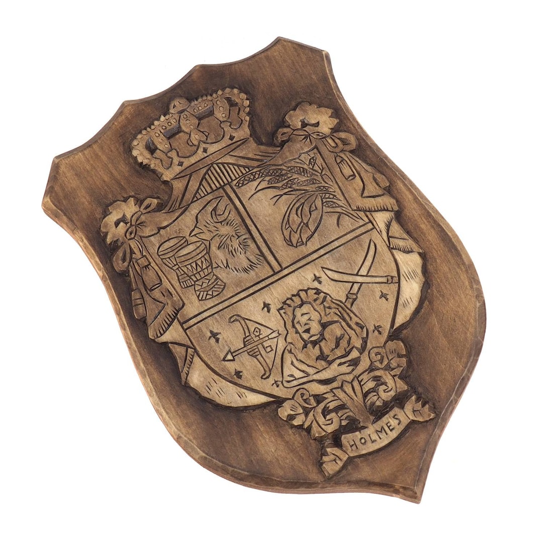 Personalized Family Crest Top Crown, Hand Carved, Coat of Arms, Custom ...