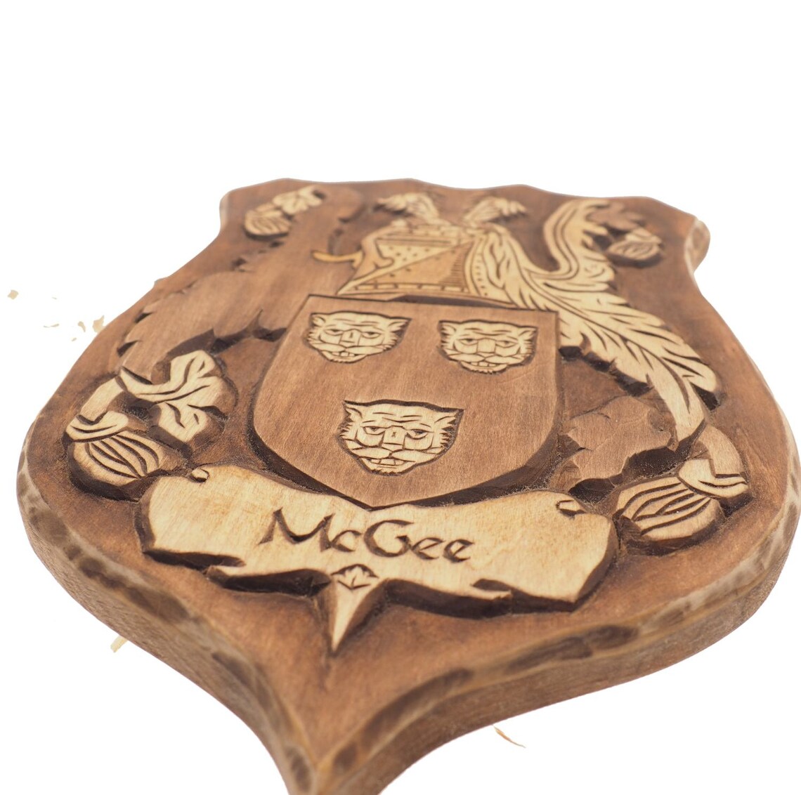 Mcgee Personalized Family Crest Hand Carved Coat of Arms | Etsy
