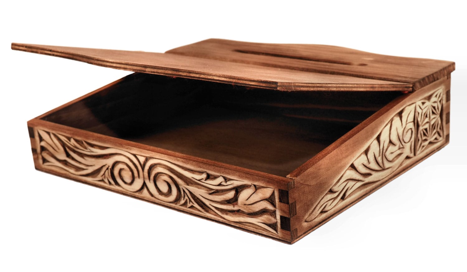 Hand carved medieval bureau box