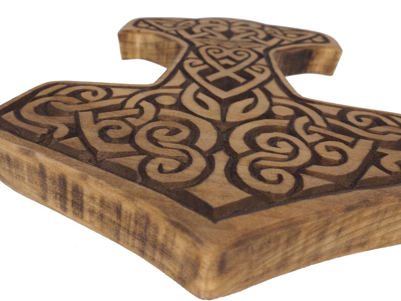 Thor Hammer Wall Sign, Mjolnir, Viking Decor, Hand Carved, Art, Hanging ...
