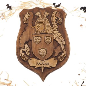 Mcgee Personalized Family Crest, Hand Carved, Coat of Arms, Custom ...