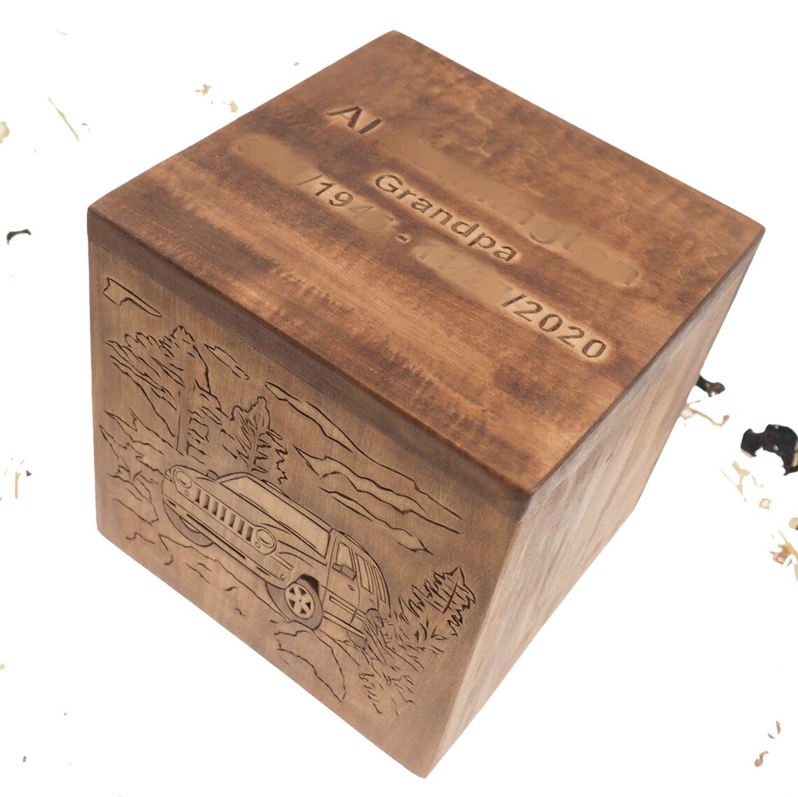 Square Personalized Wood Urn for Human Ashes Wooden Memorial | Etsy