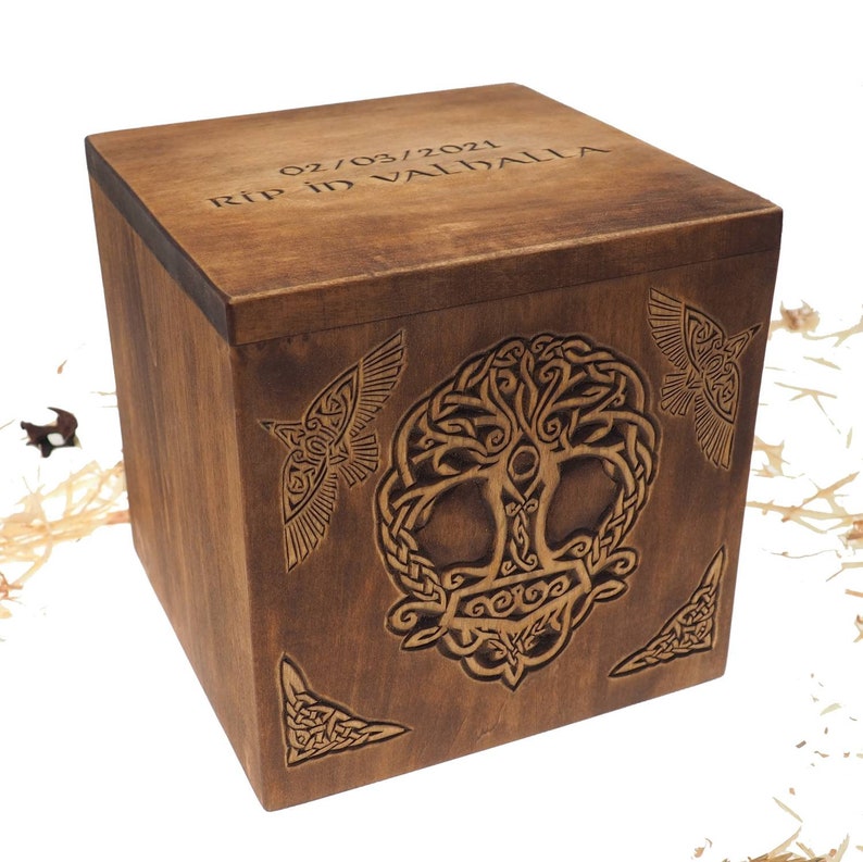 Square Personalized Wood Urn for Human Ashes Thor Hammer - Etsy