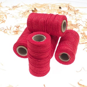 RED Linen Thread, Unwaxed Red Linen String , Warp Thread Thickness of ...