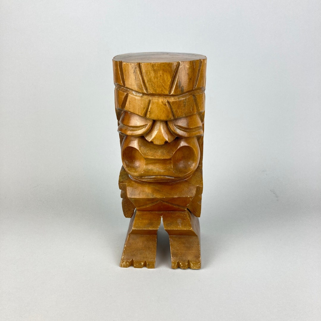 Waikiki Woods Carved Solid Monkey Pod Wood Tiki Totem Sculpture From ...