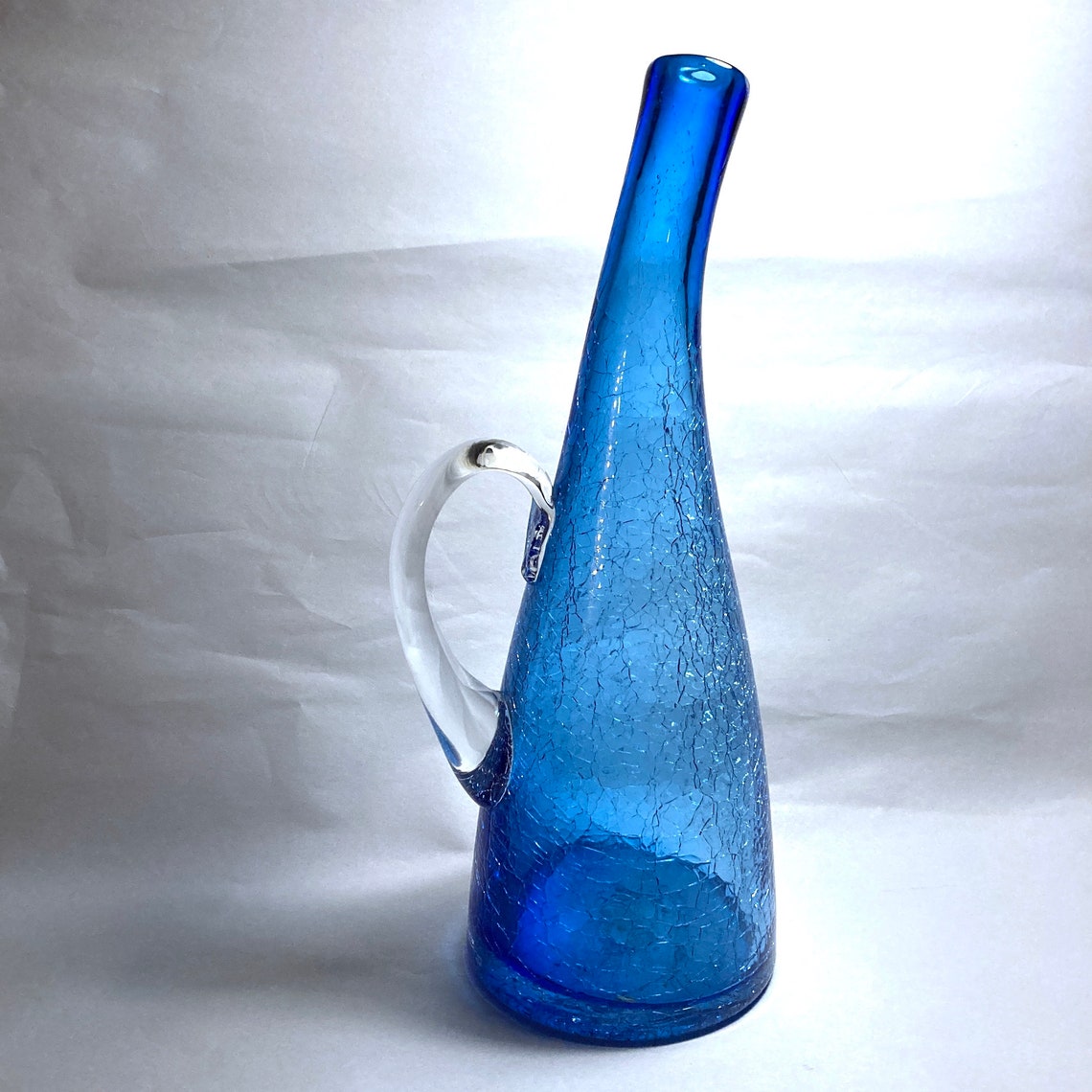 Winslow Anderson for Blenko 948 Early Sky Blue Crackle Glass - Etsy