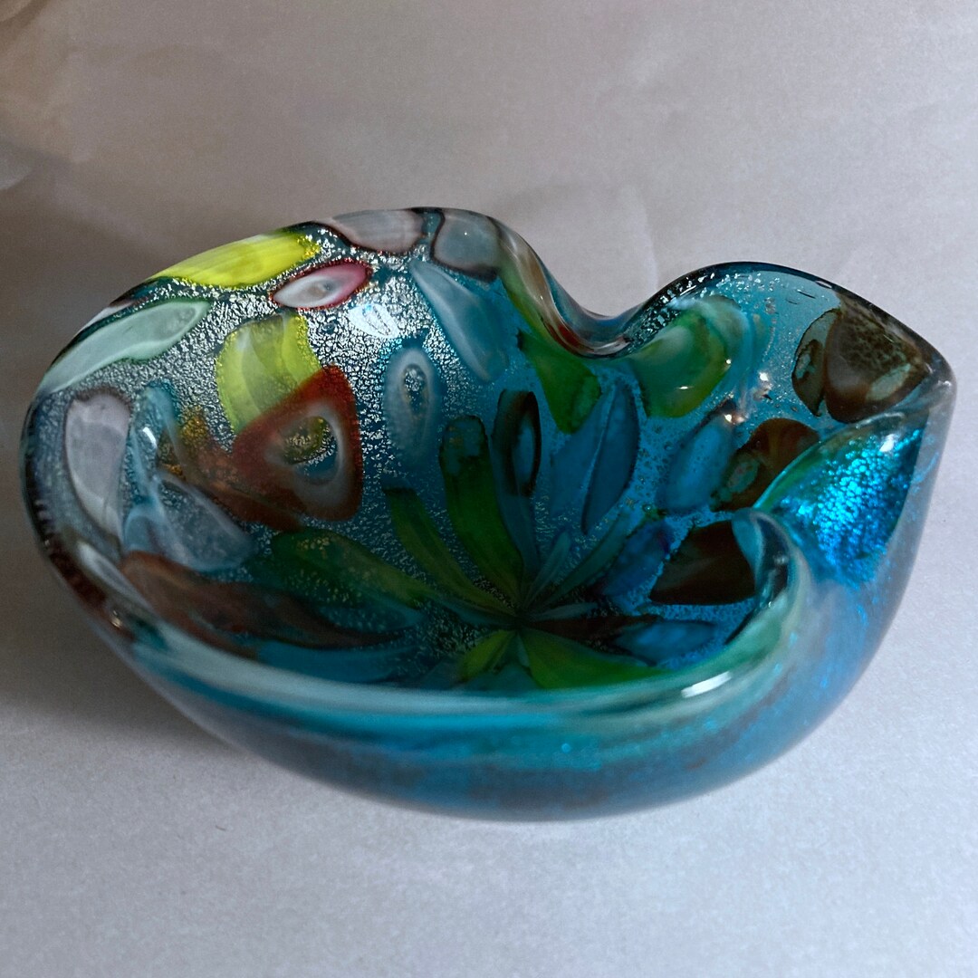 Murano Millefiori Murrini Pinched Italian Art Glass Bowl - Etsy