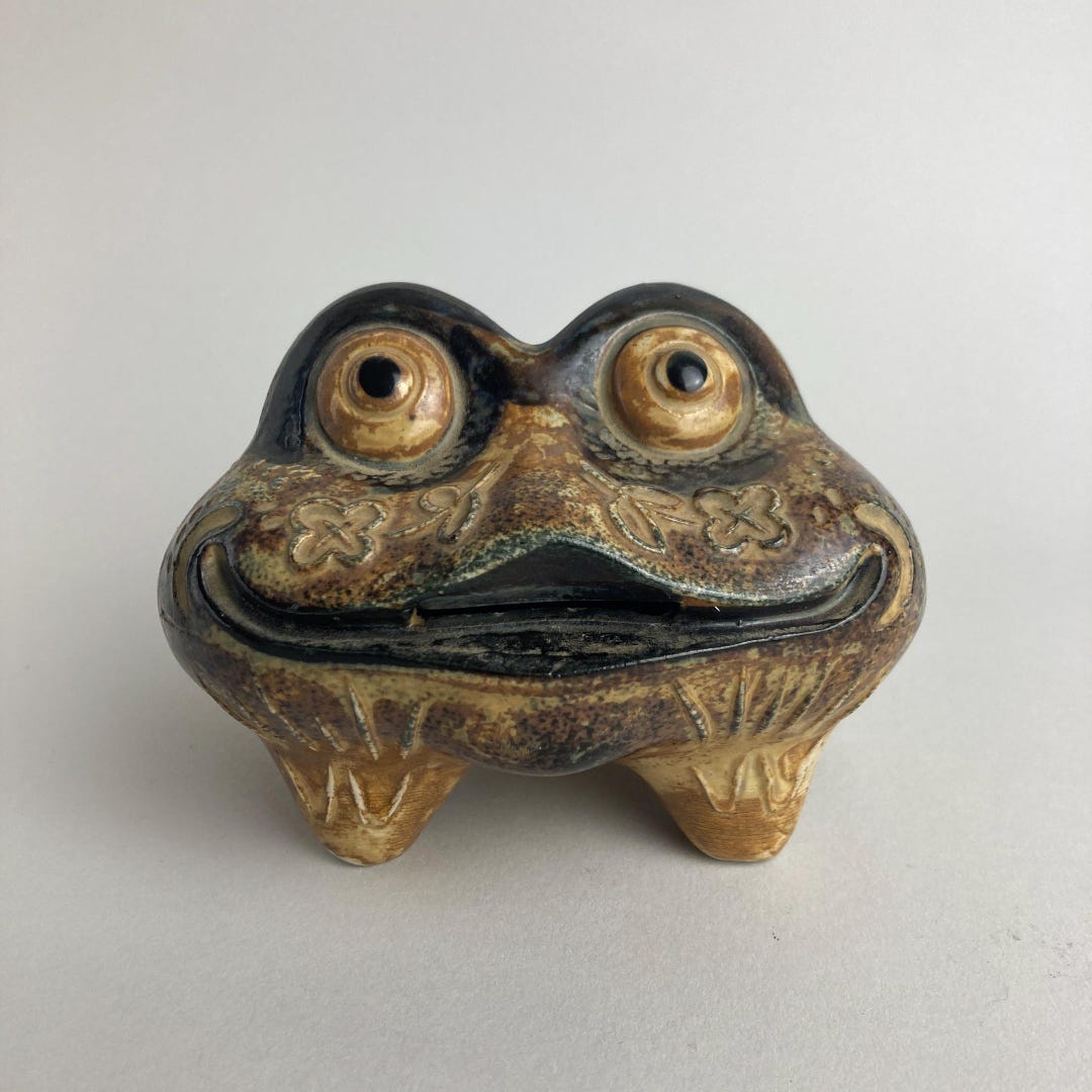 Ceramic Smiling Frog Piggy Bank - Etsy
