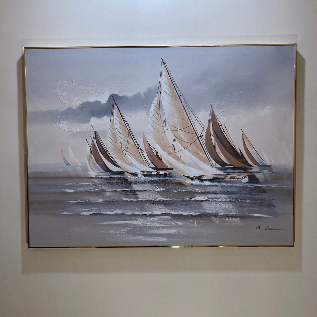 E. Lee Signed Large Original Acrylic on Canvas in Original Frame for ...